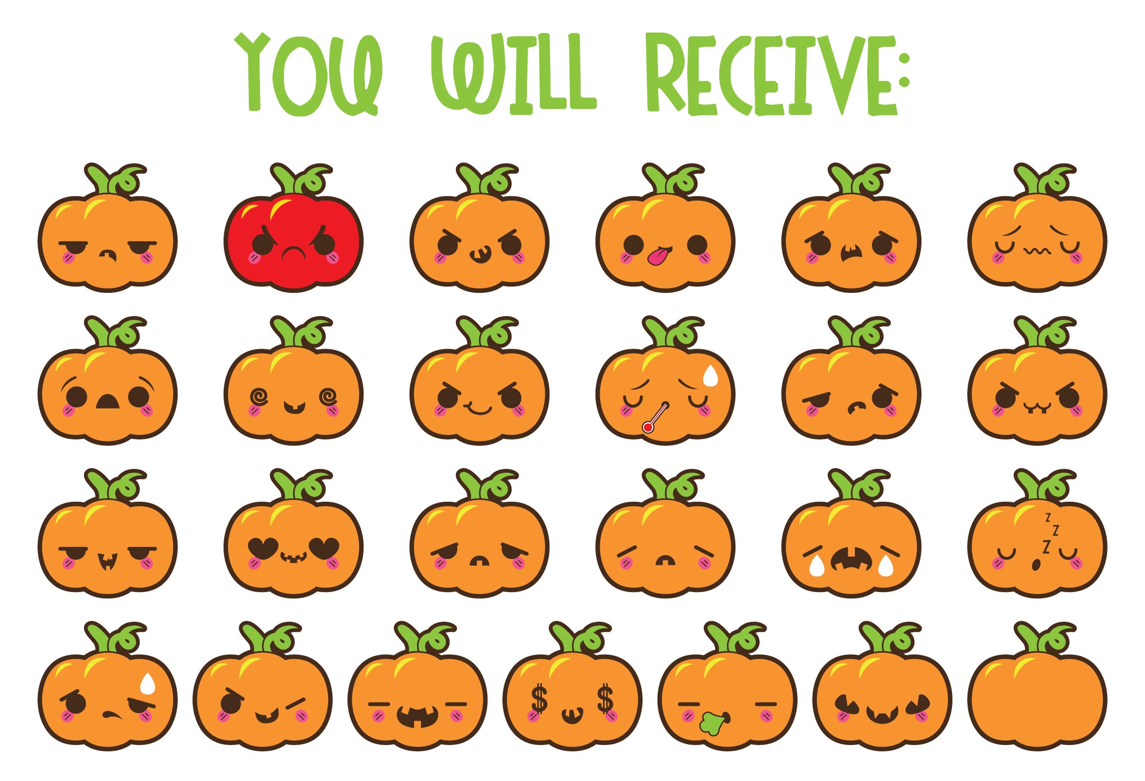 Kawaii Pumpkin Clipart Halloween Pumpkin Clip Art Emoji | Etsy