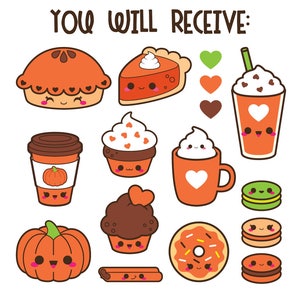 Coffee Clipart, Kawaii Coffee Clipart, Pumpkin Spice Clipart, Kawaii ...