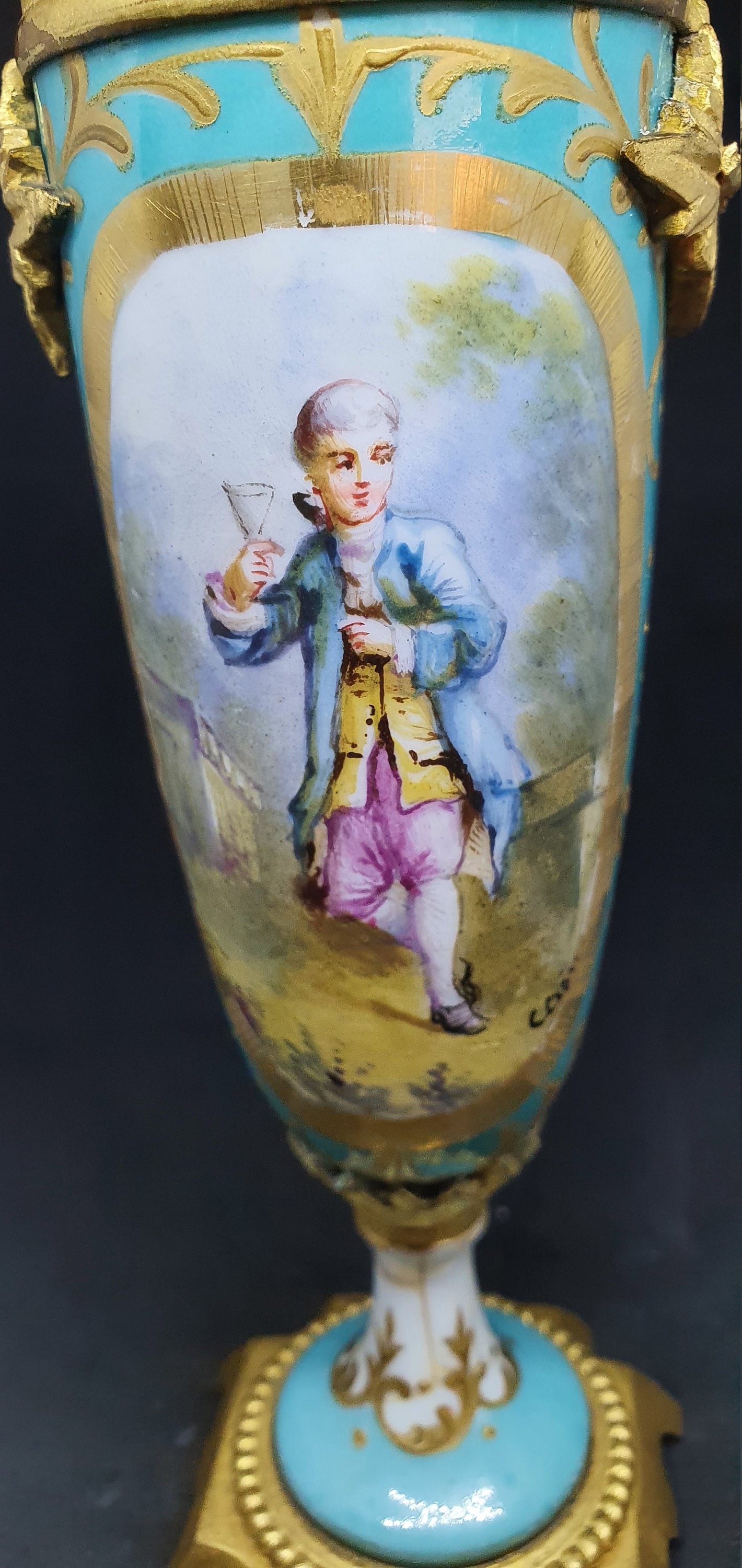 WONDERFUL French SEVRES 18th Century Ormolu and Porcelain Signed Small ...