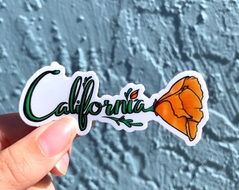 California Poppy Sticker Vinyl Sticker Flower Waterproof - Etsy