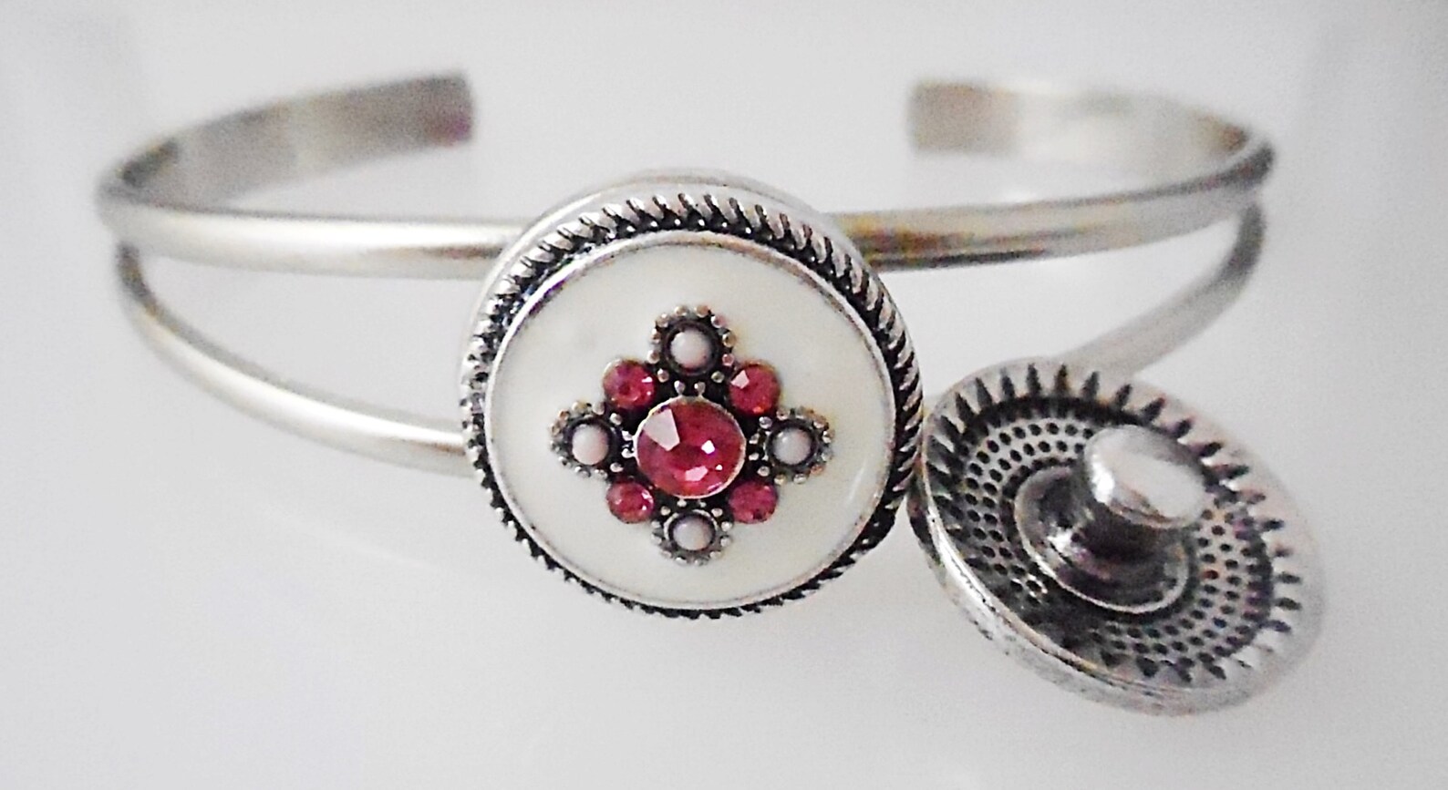 Snap Button Jewelry, Crystal Pink Snap Charm,fits on Ginger Snaps ...