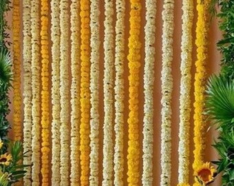 9 Ft.haldi Set Marigold Flower Garlands Yellow and White Wedding ...