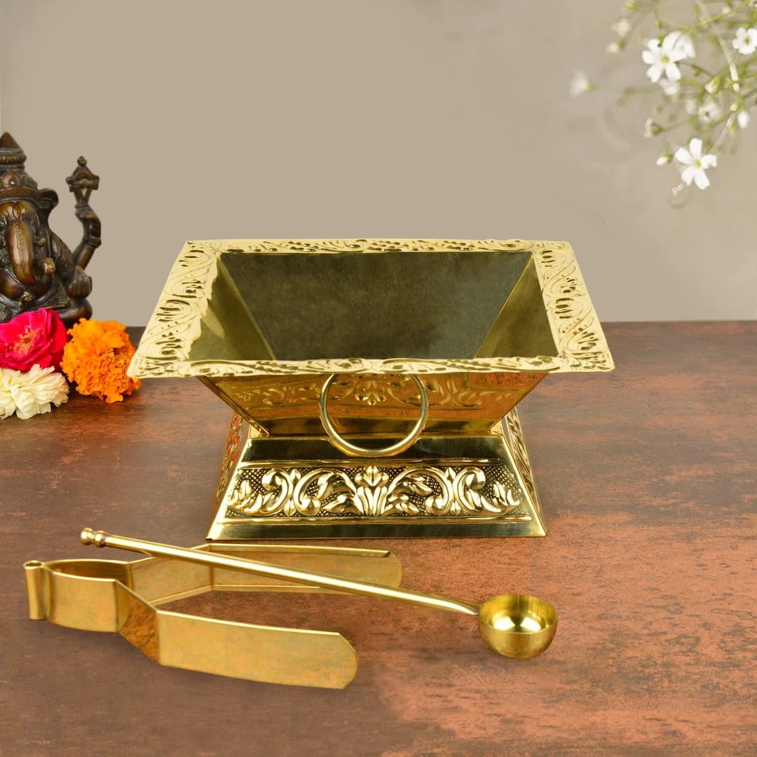 9pure Brass Hawan Kund,for Yagya,hawan & Poojan Purpose,worship Item ...