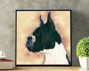 BLACK BOXER Art Print by Watercolor Artist DJ Rogers - Etsy