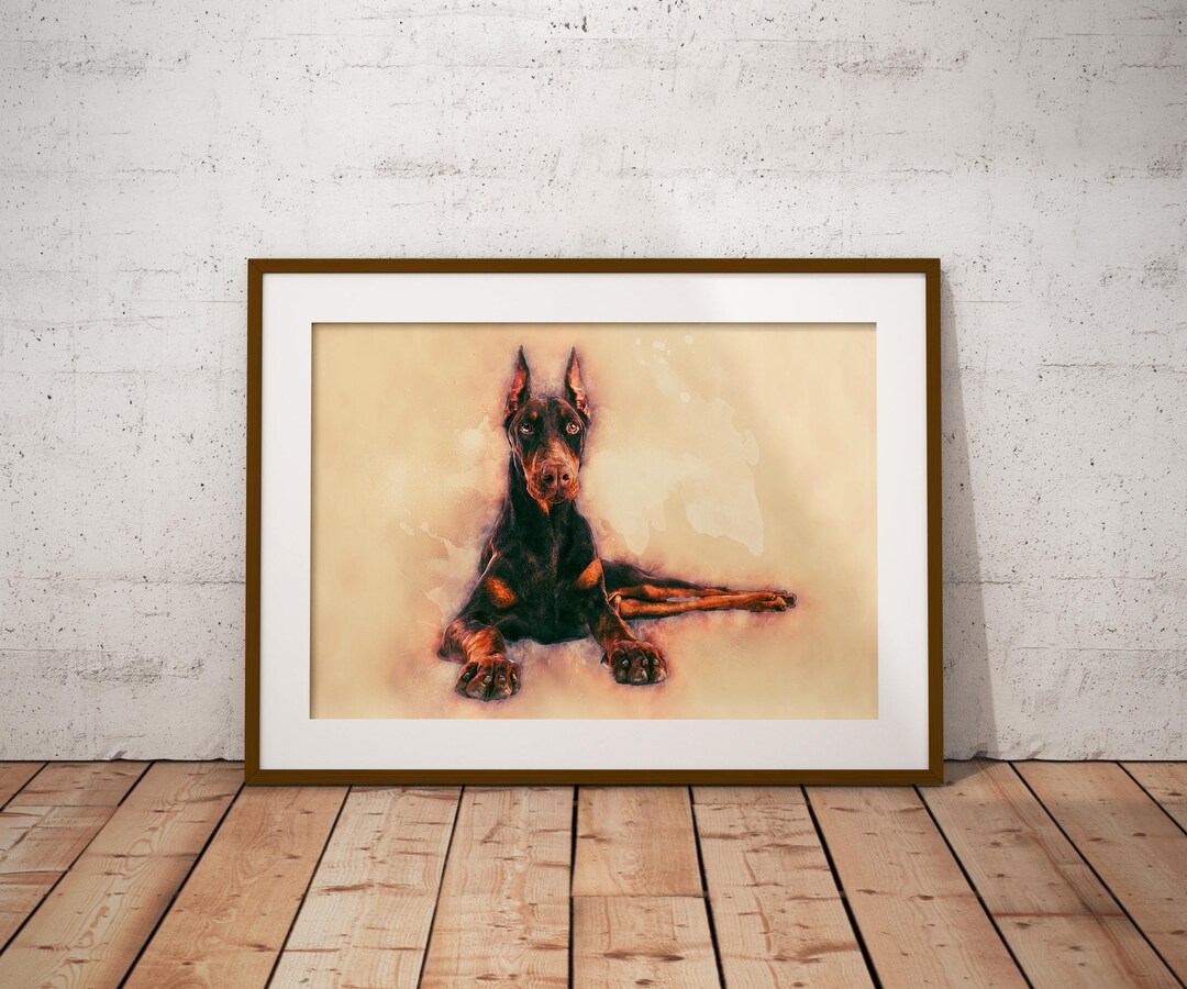 Doberman Art Print Portrait Watercolor Painting of Doberman - Etsy