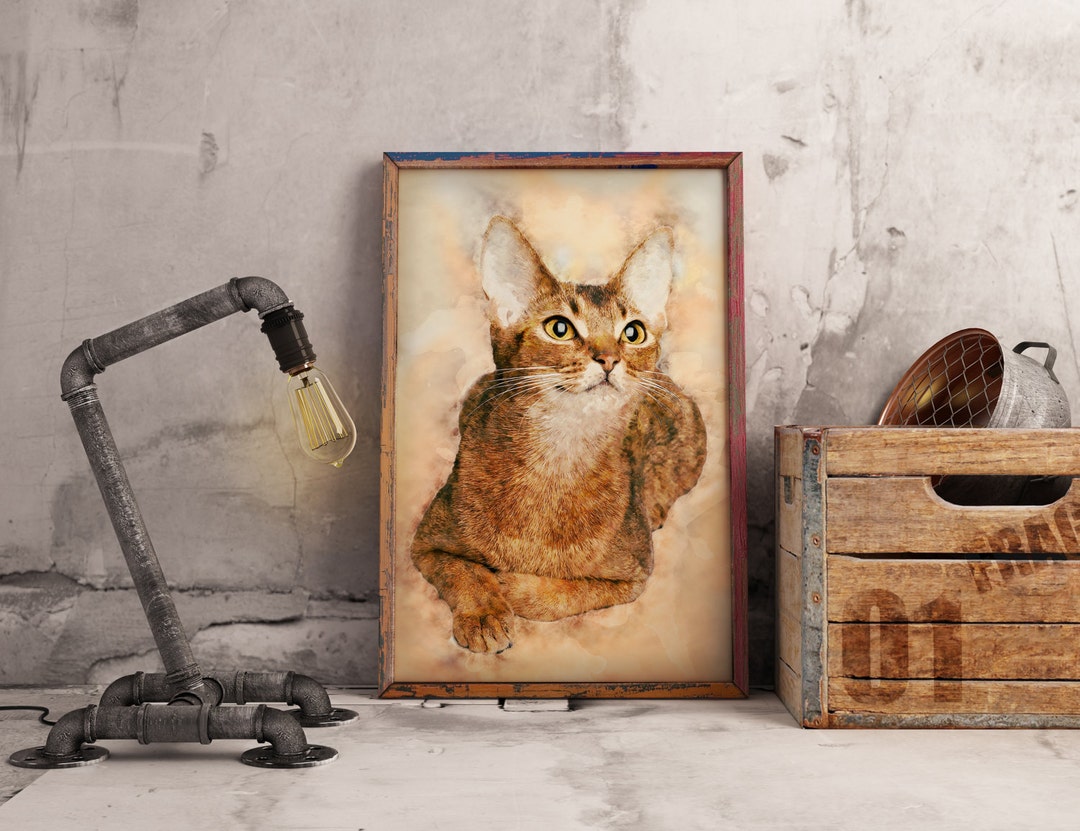 Abyssinian Cat Art Canvas Print Listo para colgar Abyssinian - Etsy España