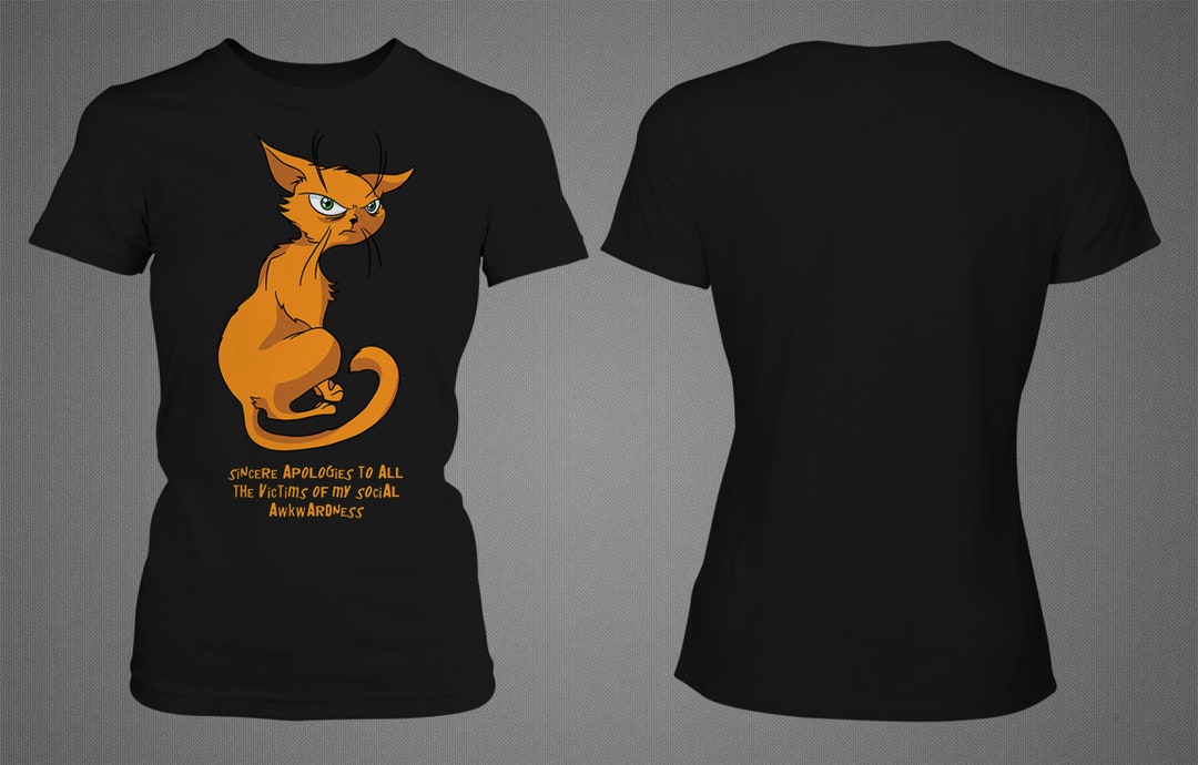 Funny Cat Shirt Orange Cat Women's Tee Shirt Ladies Kitty Tops Angry ...