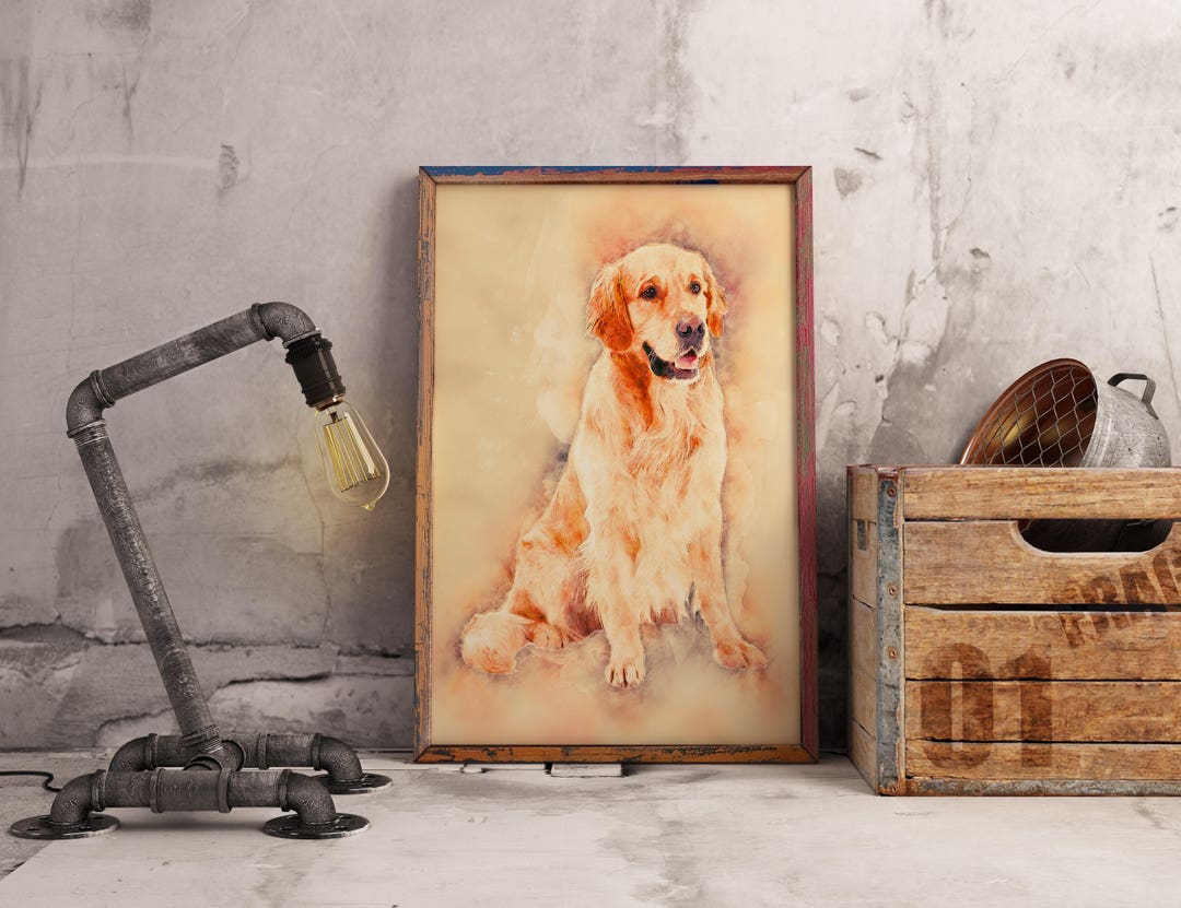Golden Labrador Retriever Dog Canvas Art Print Animal Art Poster Custom ...