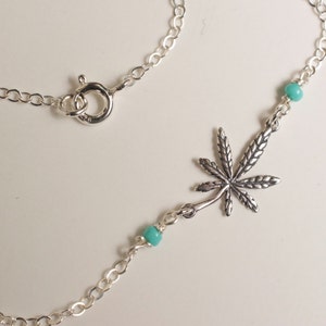 Marijuana Bracelet With Turquoise Beads Cannabis Bracelet Pot Bracelet ...