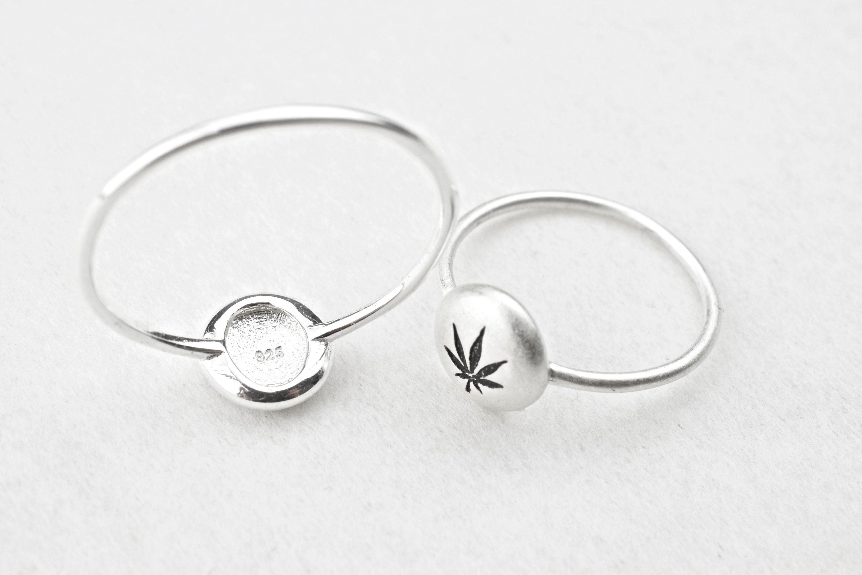 Cannabis puffed disc ring sterling silver marijuana ring | Etsy