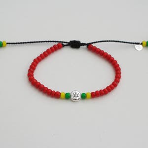 Red Rasta Bracelet - Cannabis Bracelet - Reggae - Ganja Bracelet ...