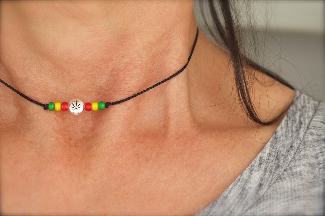 Rasta Choker - Adjustable Cannabis Choker - Rasta Necklace - Rasta ...