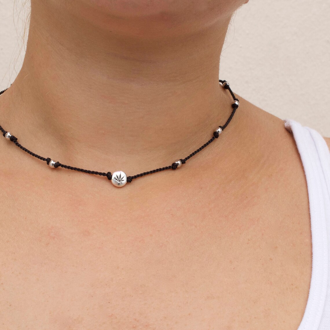 Cannabis Knotted Choker - Adjustable Marijuana Choker - 420 Silk ...