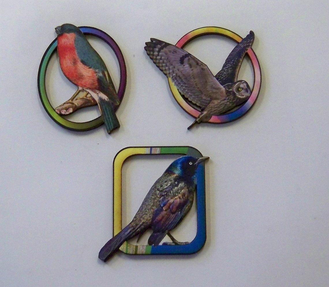 Bird in Rings. BIR 01 8 Hanging birds in a packet. | Etsy