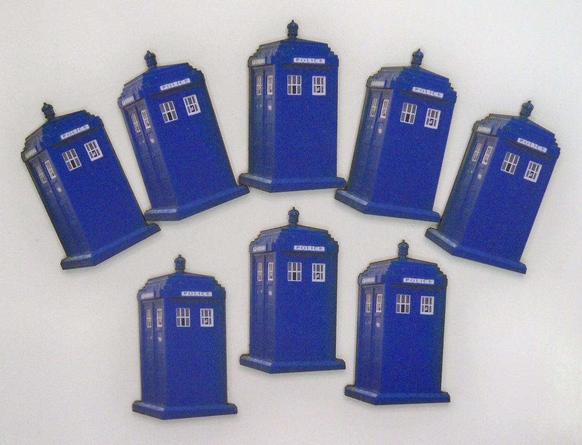 Blue Police Phone Box. A Packet of 8 Wood Cutouts. Suitable | Etsy UK