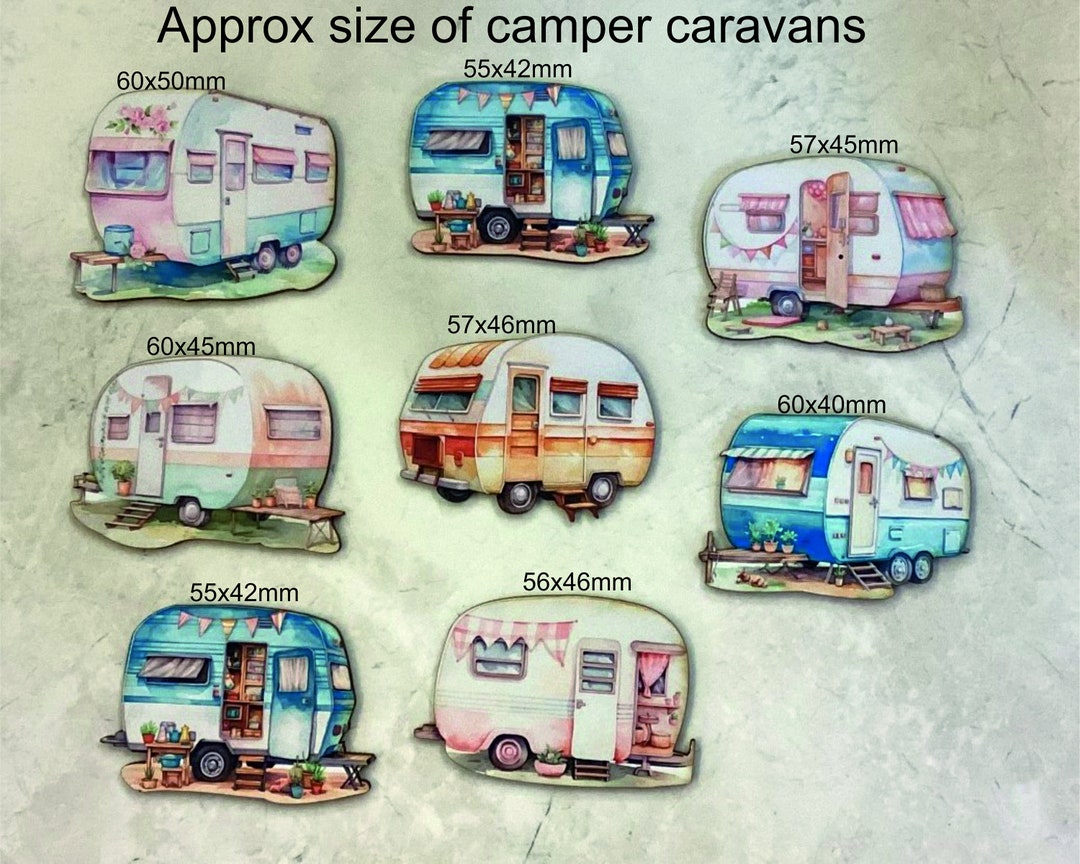 Caravan Campers. A Pack of 8 Laser Wood Cuts. With Caravan Pictures on ...