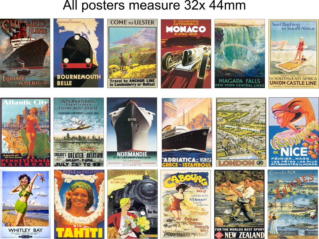 Travel Posters From Around the World. Miniature Poster. 15 X in a Pack ...