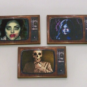 Horror Show on TV. 9 X Woodcuts With Horror Channel Programs - Etsy UK