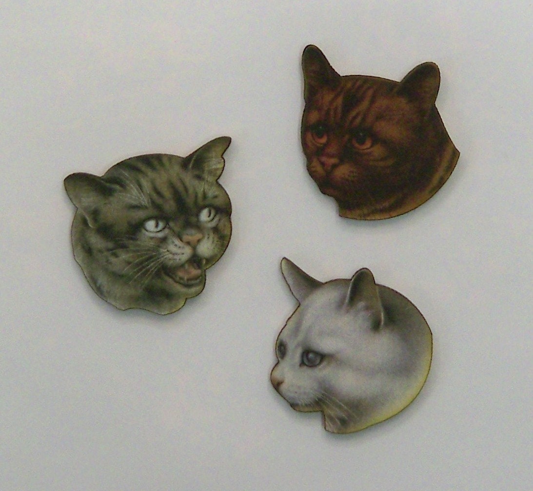 Cat heads in profile. This pack contains 14 x woodcuts. DIY | Etsy