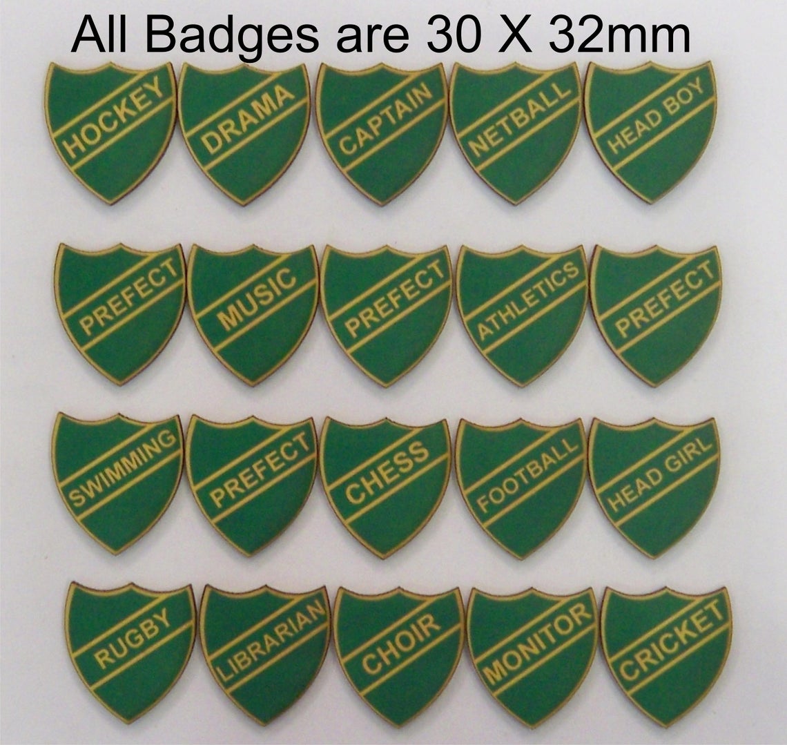 SCHOOL BADGES. GREEN House A collection of 20 X Retro looking | Etsy