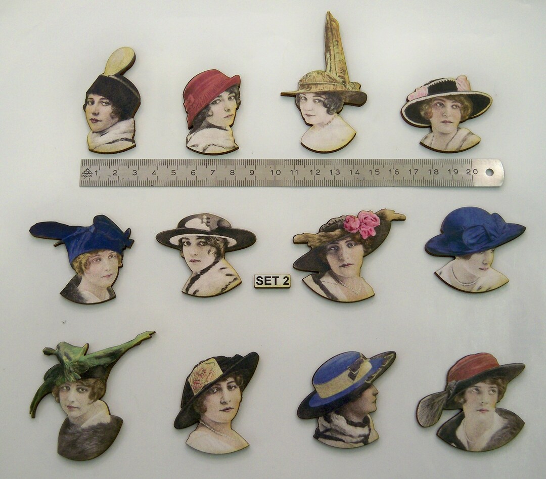 Ladies Fashion Hats. Period Headgear. SET 2 A Pack of 12 Woodcuts - Etsy