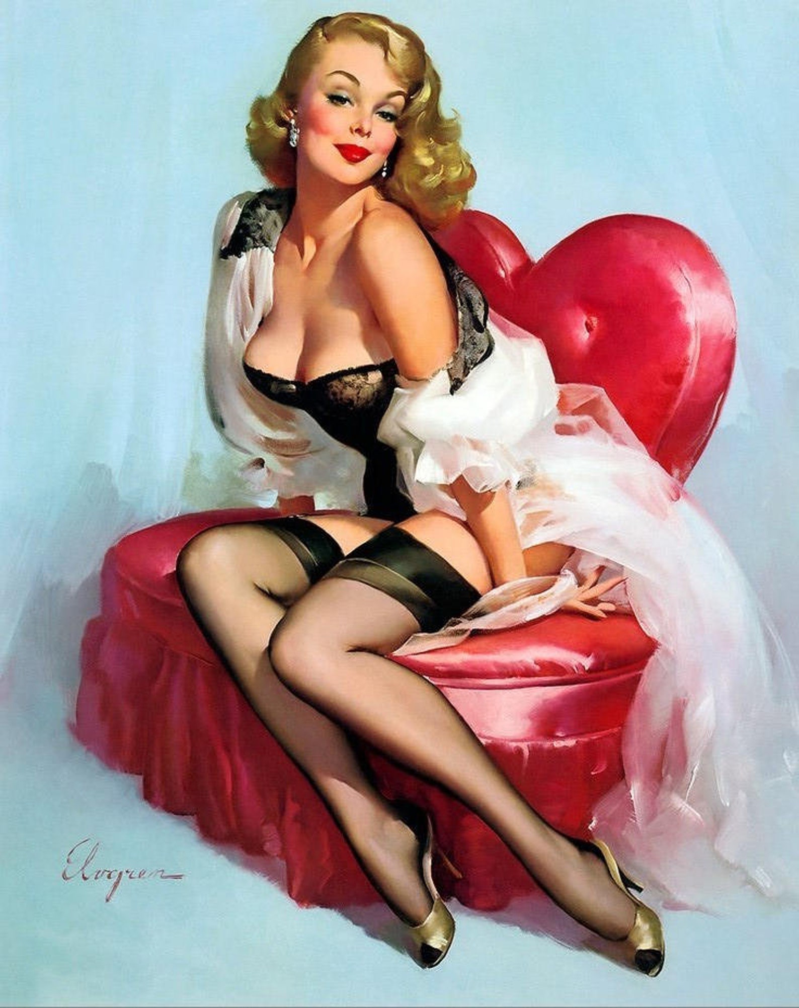 Gil Elvgren Pin Up Art And Illustrations 24 Trading Cards Set Etsy