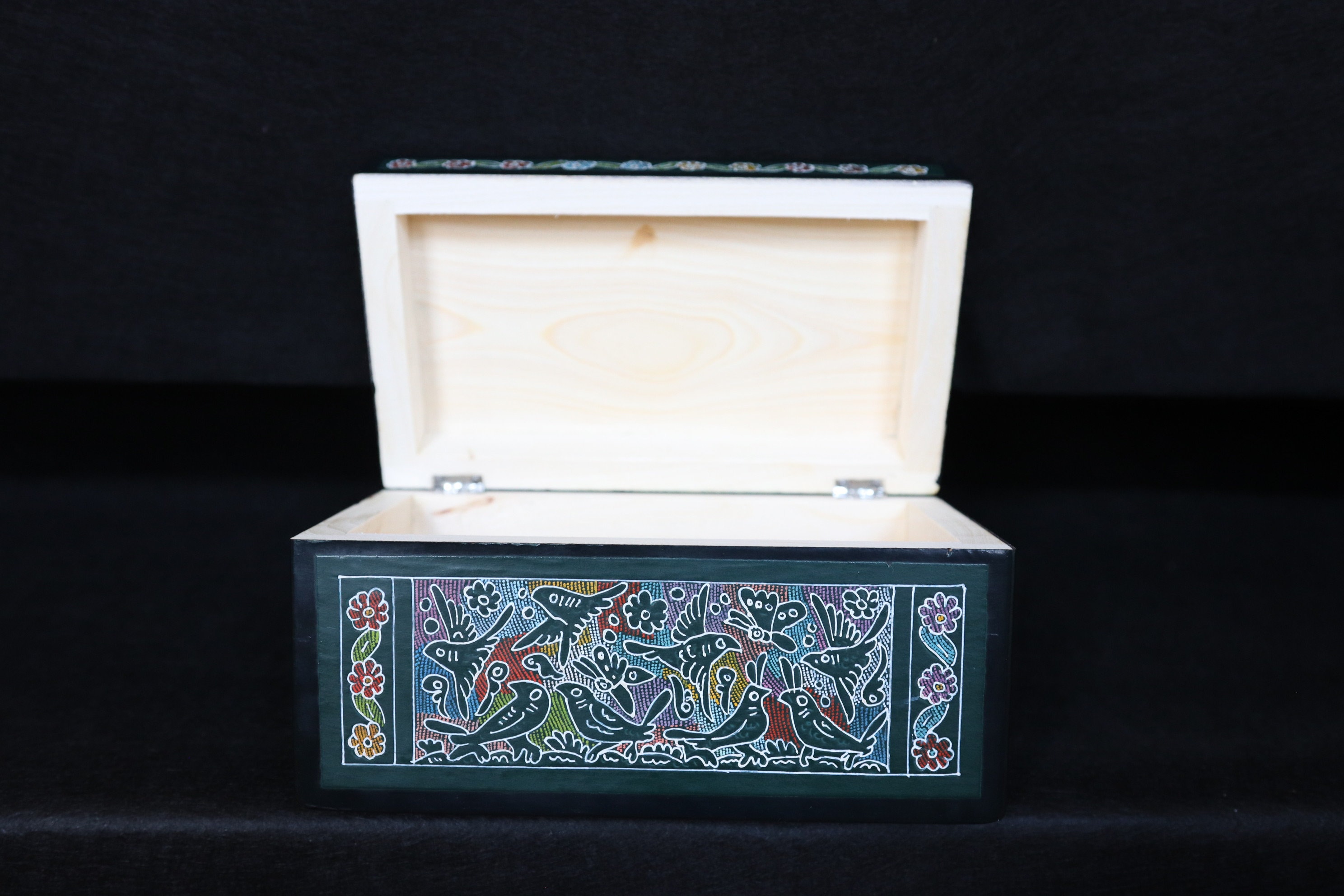 Dark Green Hand Painted Aromatic Mexican Folk Art Lacquerware Box From ...