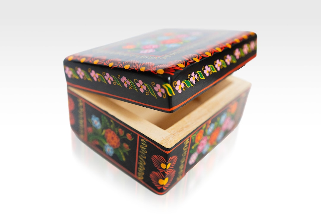 Small Colorful Handmade Lacquer Box With Intricate Floral Detailing ...