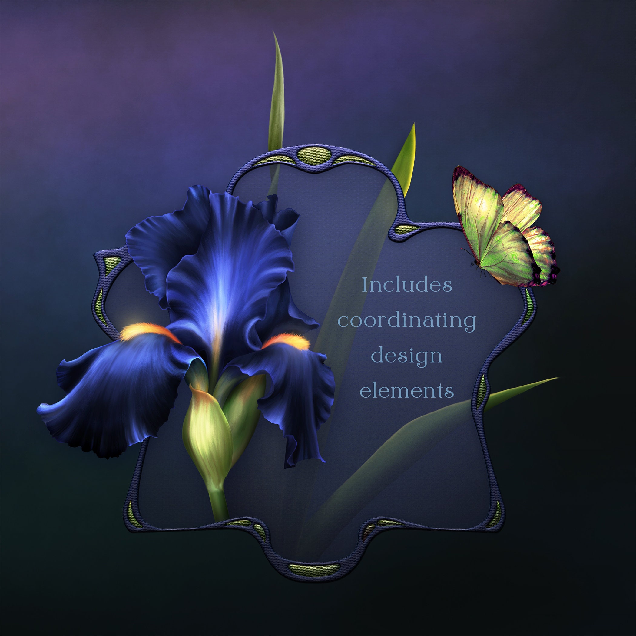 Iris Bliss Digitally-painted Bearded Iris Design Resource - Etsy