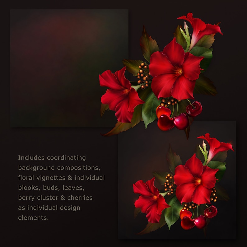 In the Crimson Floral-themed Digital Design Resource - Etsy