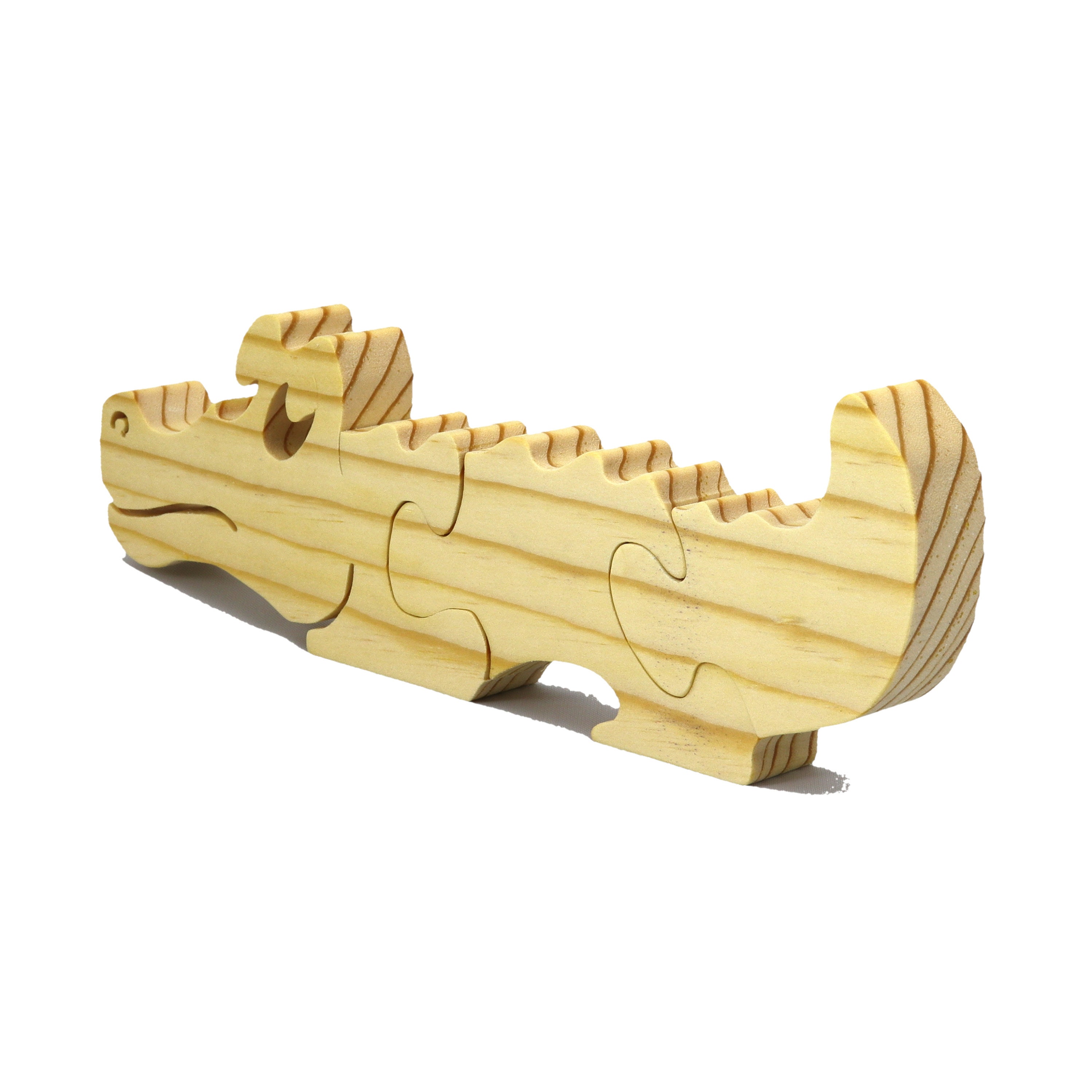 Wooden Baby Alligator Puzzle, Simple Three Parts, Handmade and Finished ...