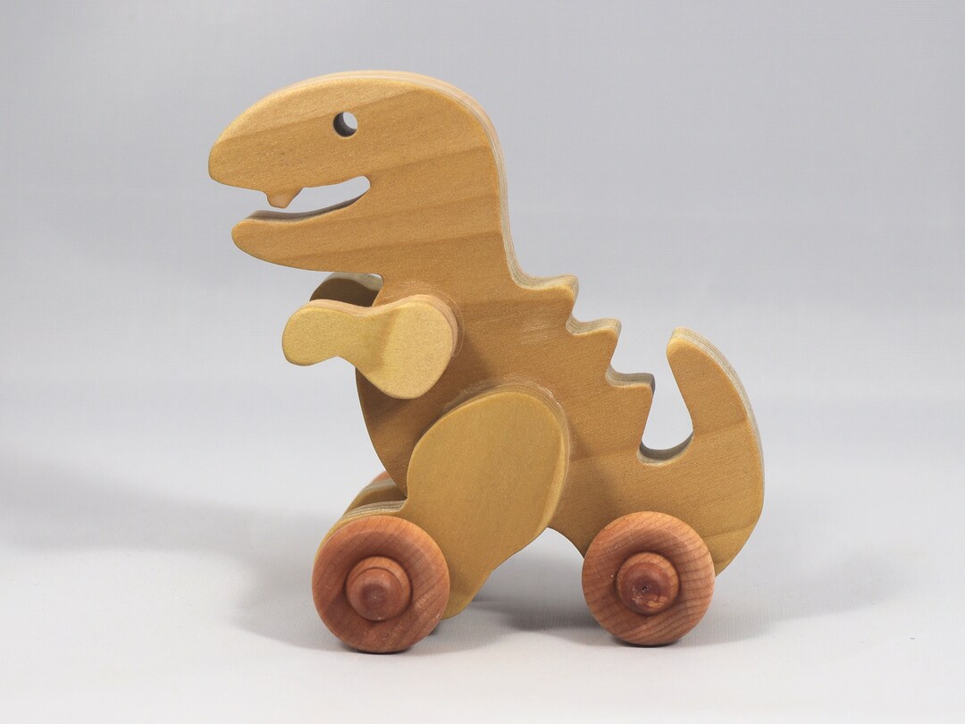 Handmade Wooden T-rex Push Toy: Non-toxic Finish - Made to Order - Etsy