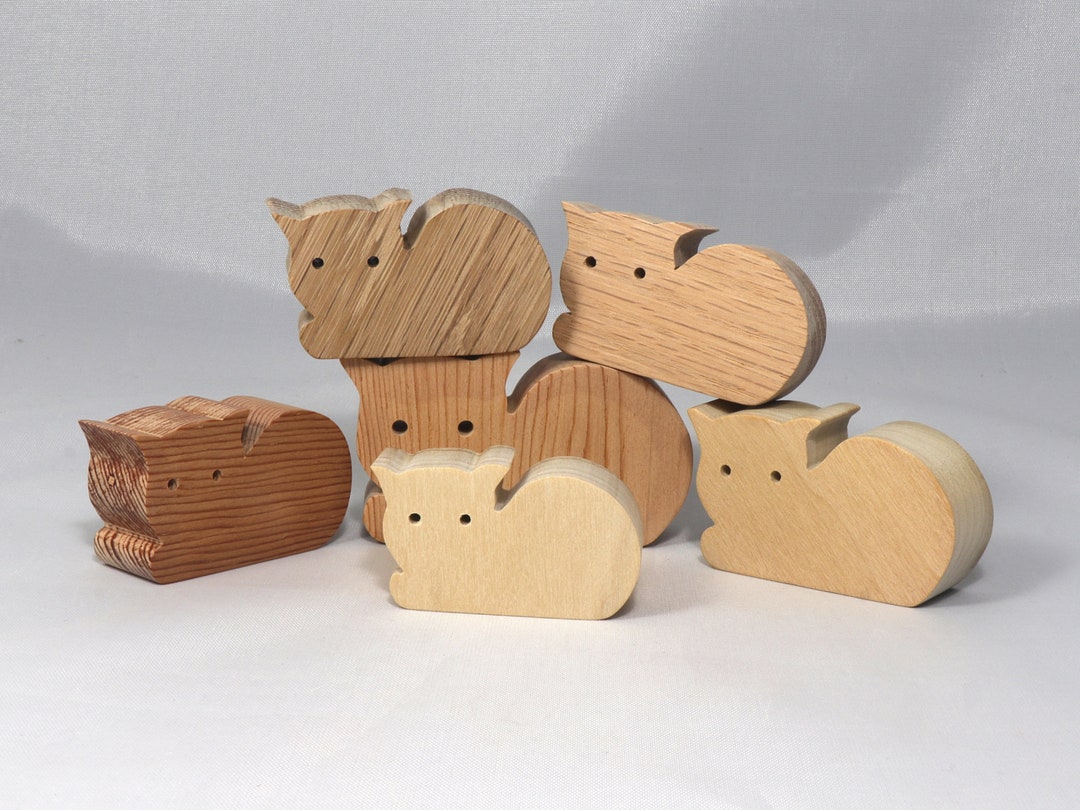 Handmade Wooden Toy Cat: Unfinished Freestanding Animal - Etsy