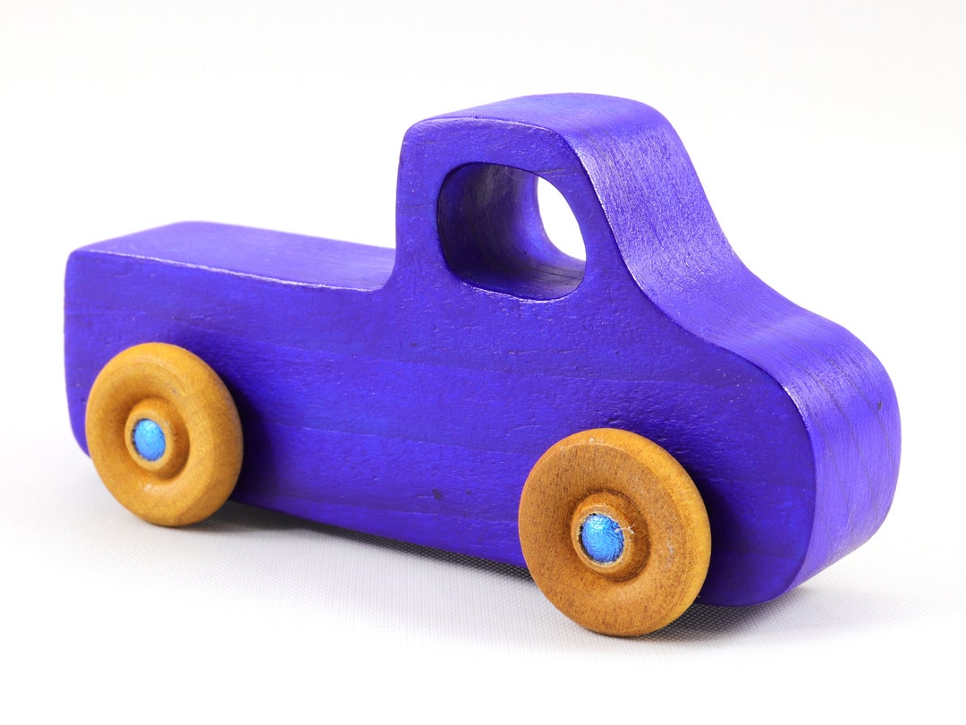 Wooden Toy Pickup Truck Painted Bright Blue With Metallic Sapphire Blue ...