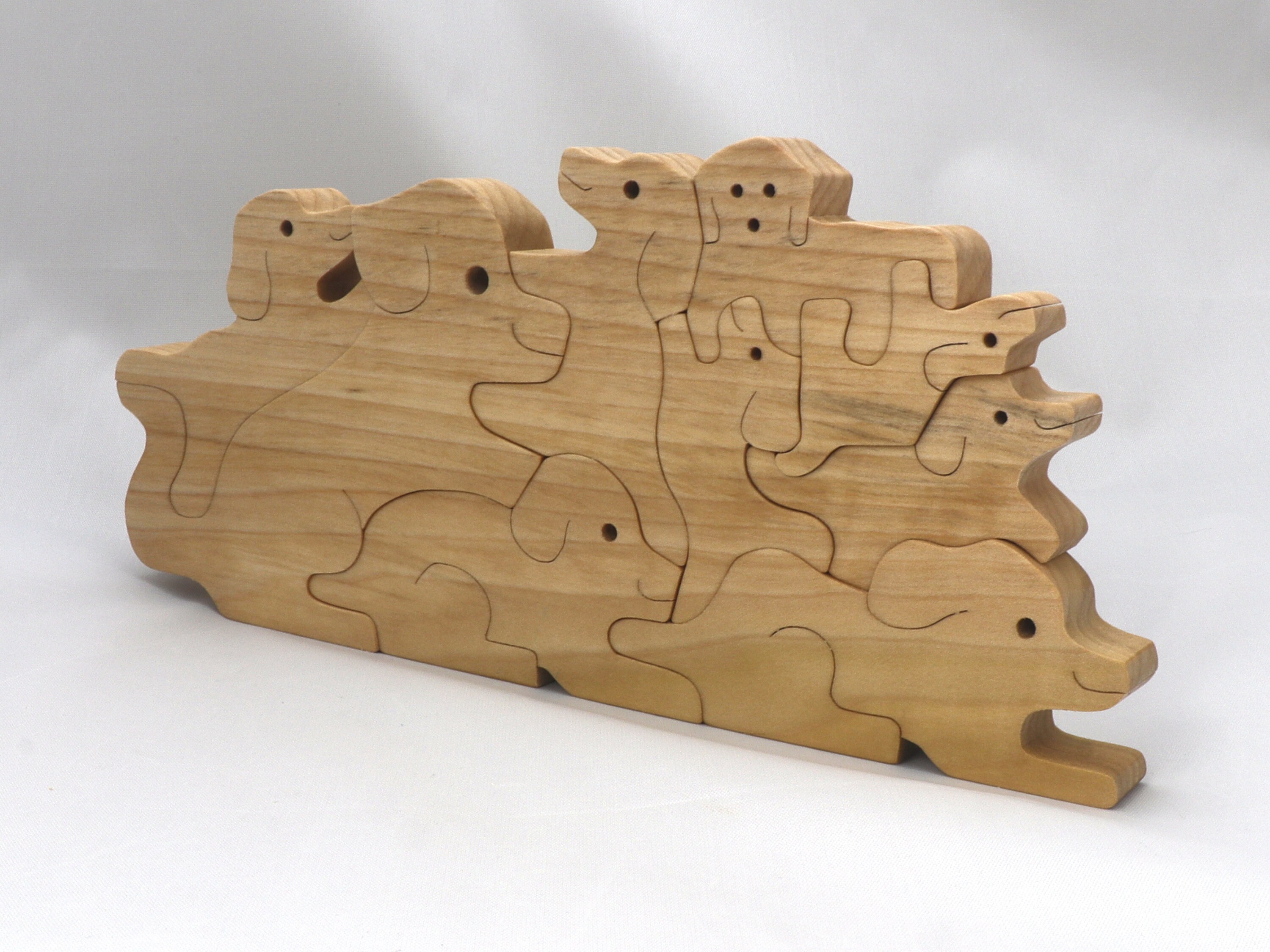 Dog Family Stacker Puzzle, Dad Mom and Puppies, Handmade and Finished ...