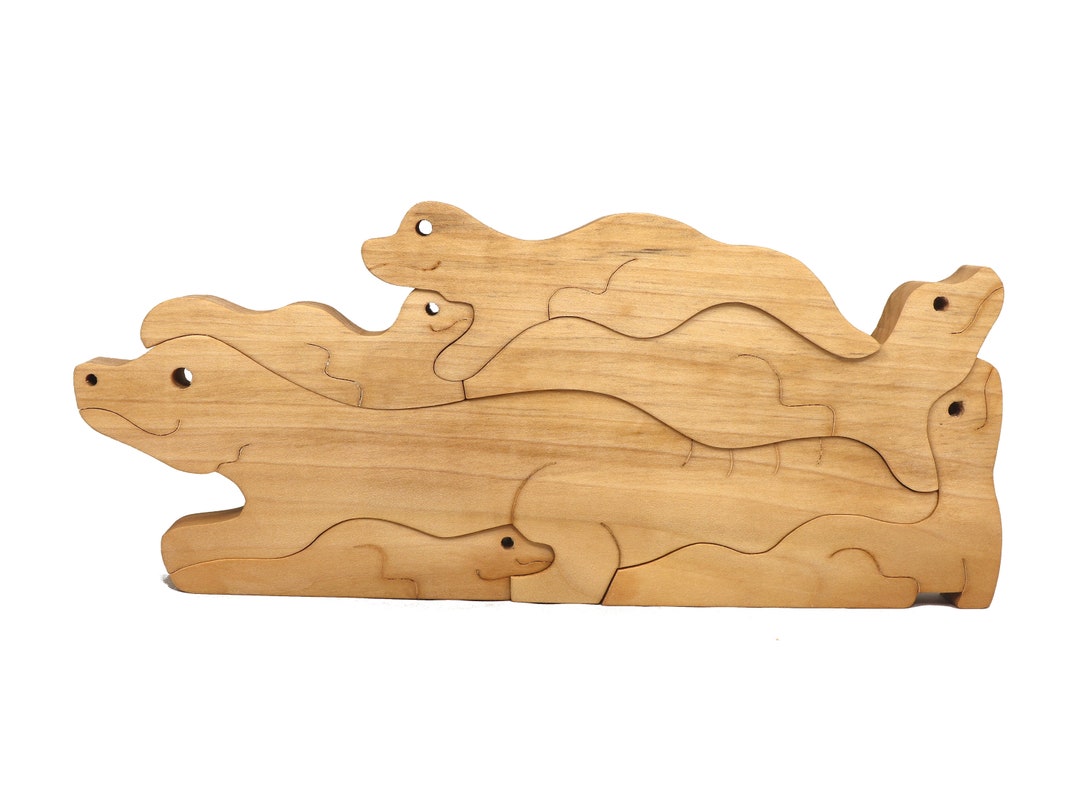 Wood Gecko Animal Family Stacking Puzzle Handmade From Select - Etsy