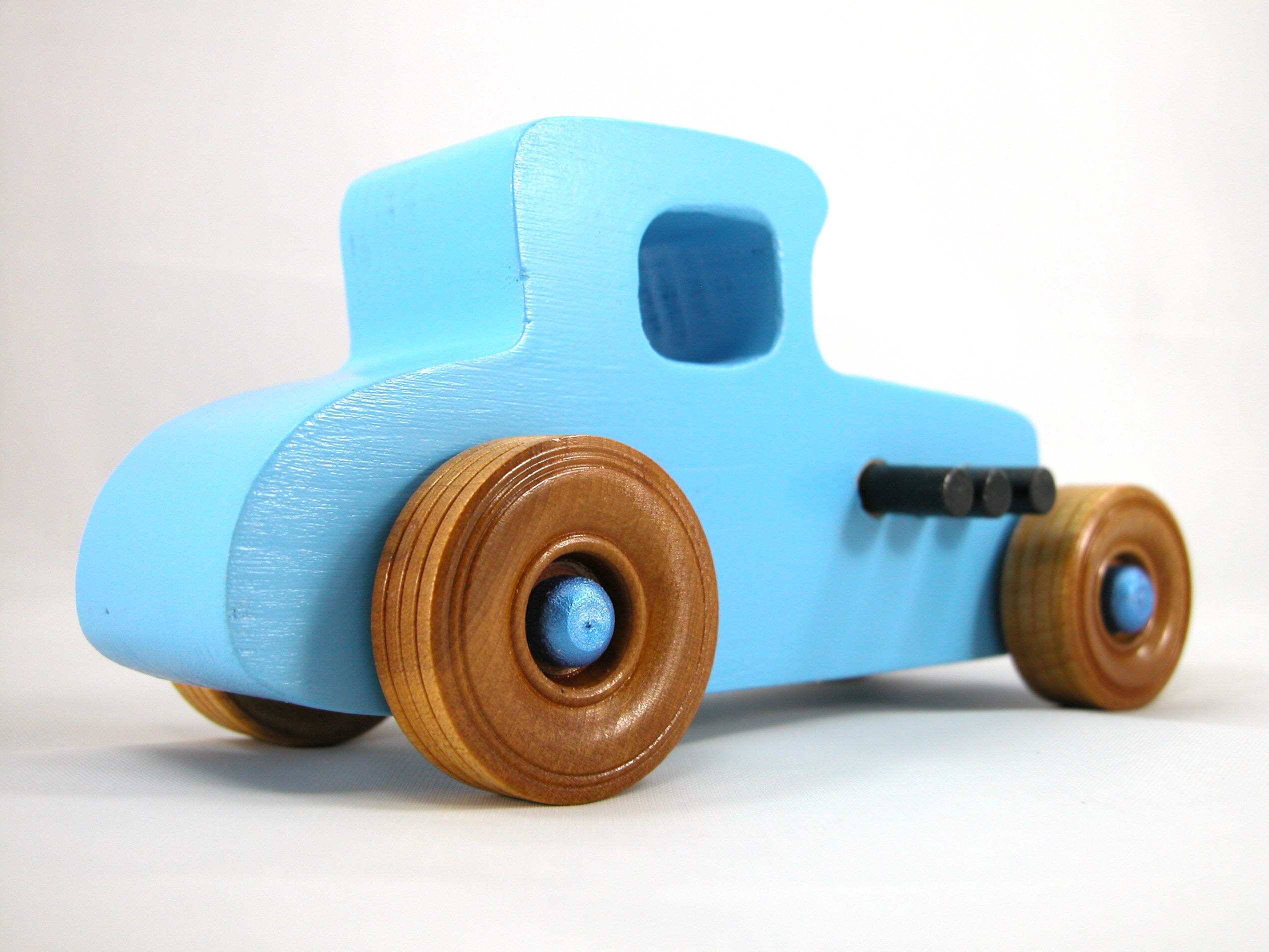 Wooden Toy Car Hot Rod 1927 T-coupe Handmade and Painted Baby Blue With ...