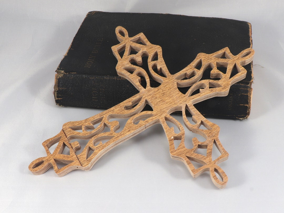 Ten Inch Rustic Fretwork Christian Cross Wall Hanging Art Handmade From ...