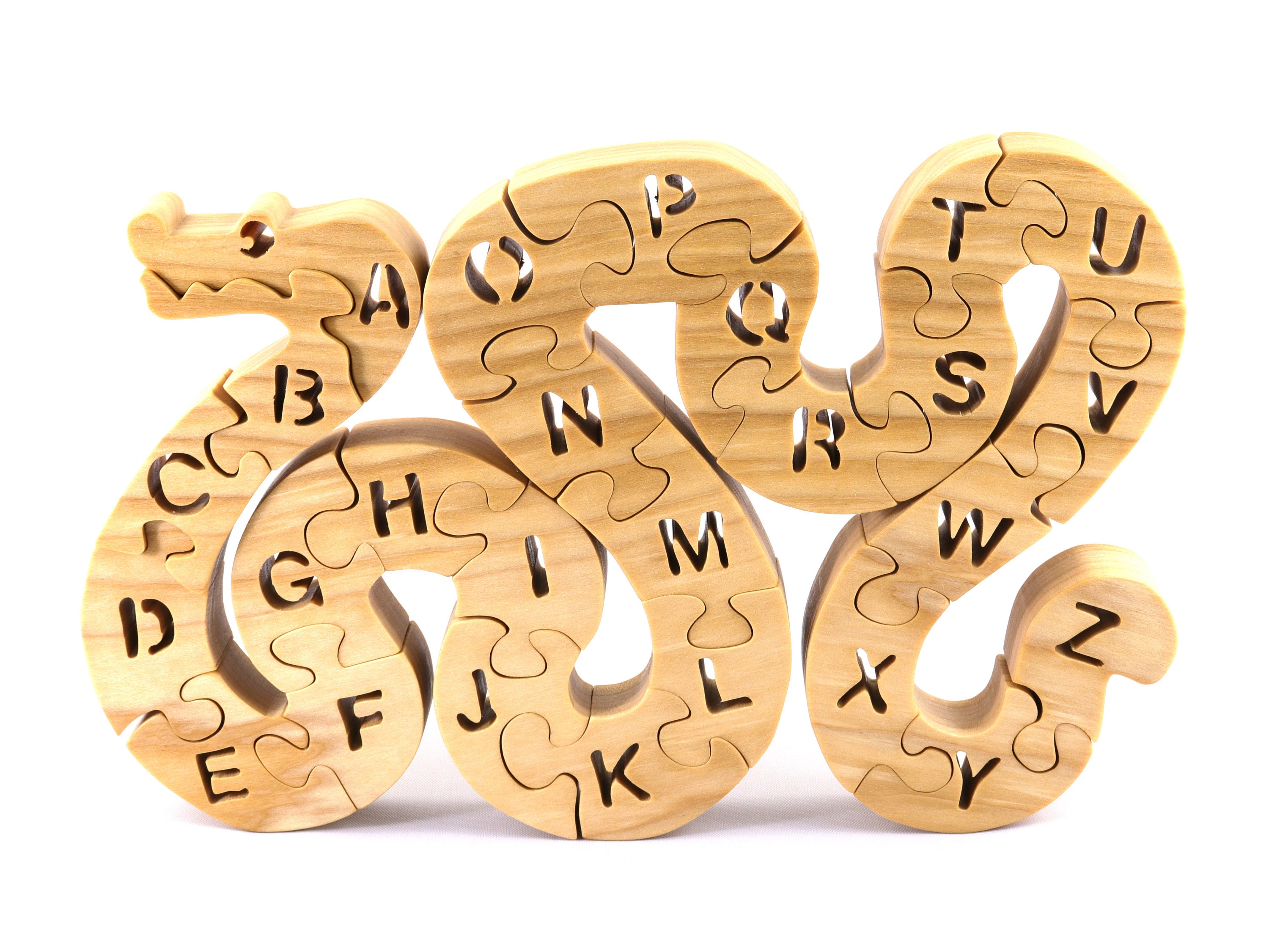 Wooden Alphabet Snake Puzzle, Handmade Hardwood Toy - Etsy
