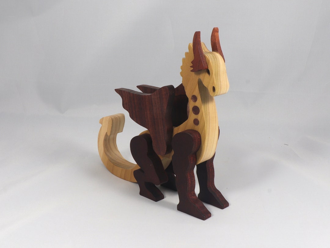 Handmade Wooden Dragon Figurine: Fantasy Animal Decor - Etsy