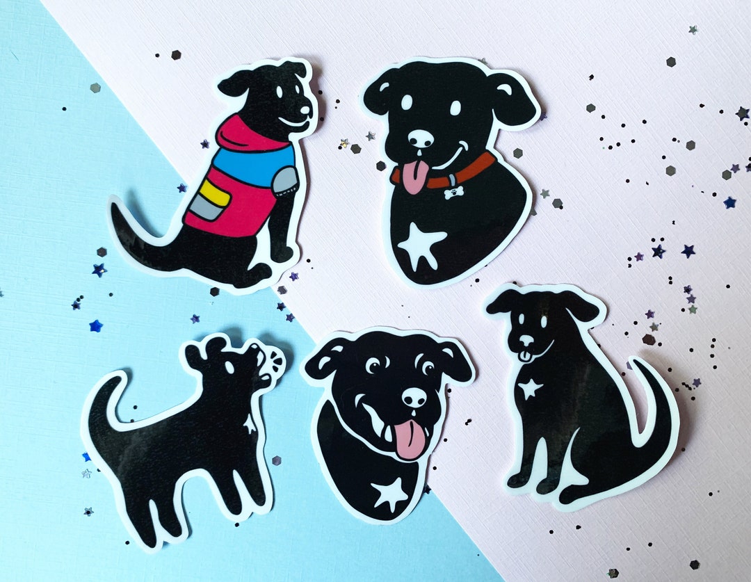 Black Dog Sticker Pack - Etsy