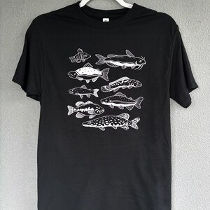 River Fish Pattern Screen Printed Tshirt - Etsy
