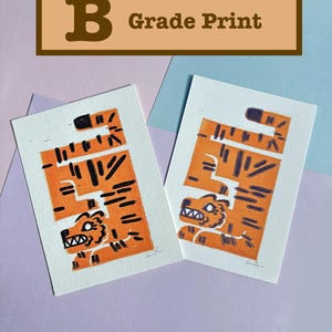 Tiger Geometric Lino Block Print - Etsy