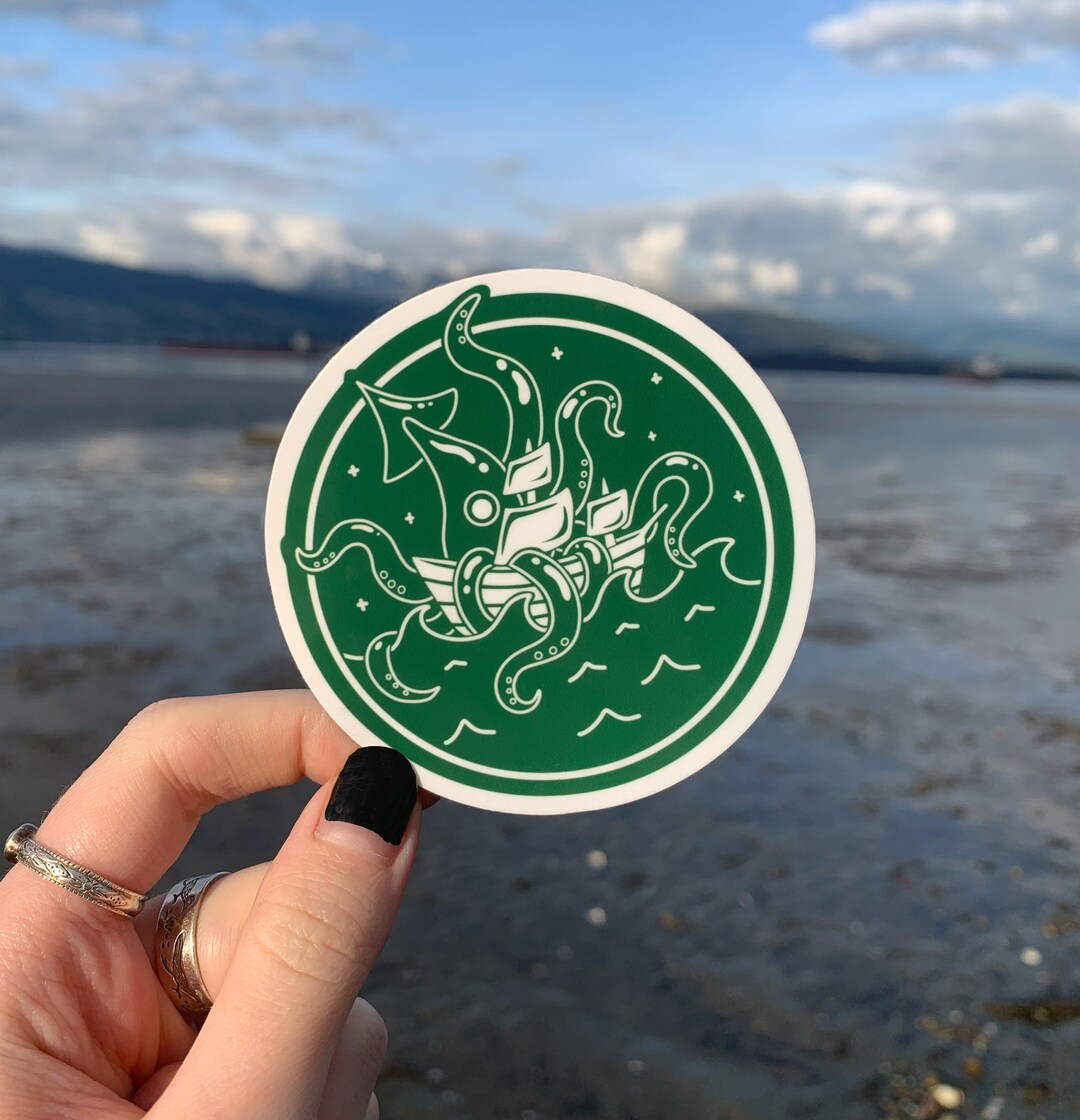 Kraken Squid Cryptid Ship Vinyl Sticker - Etsy