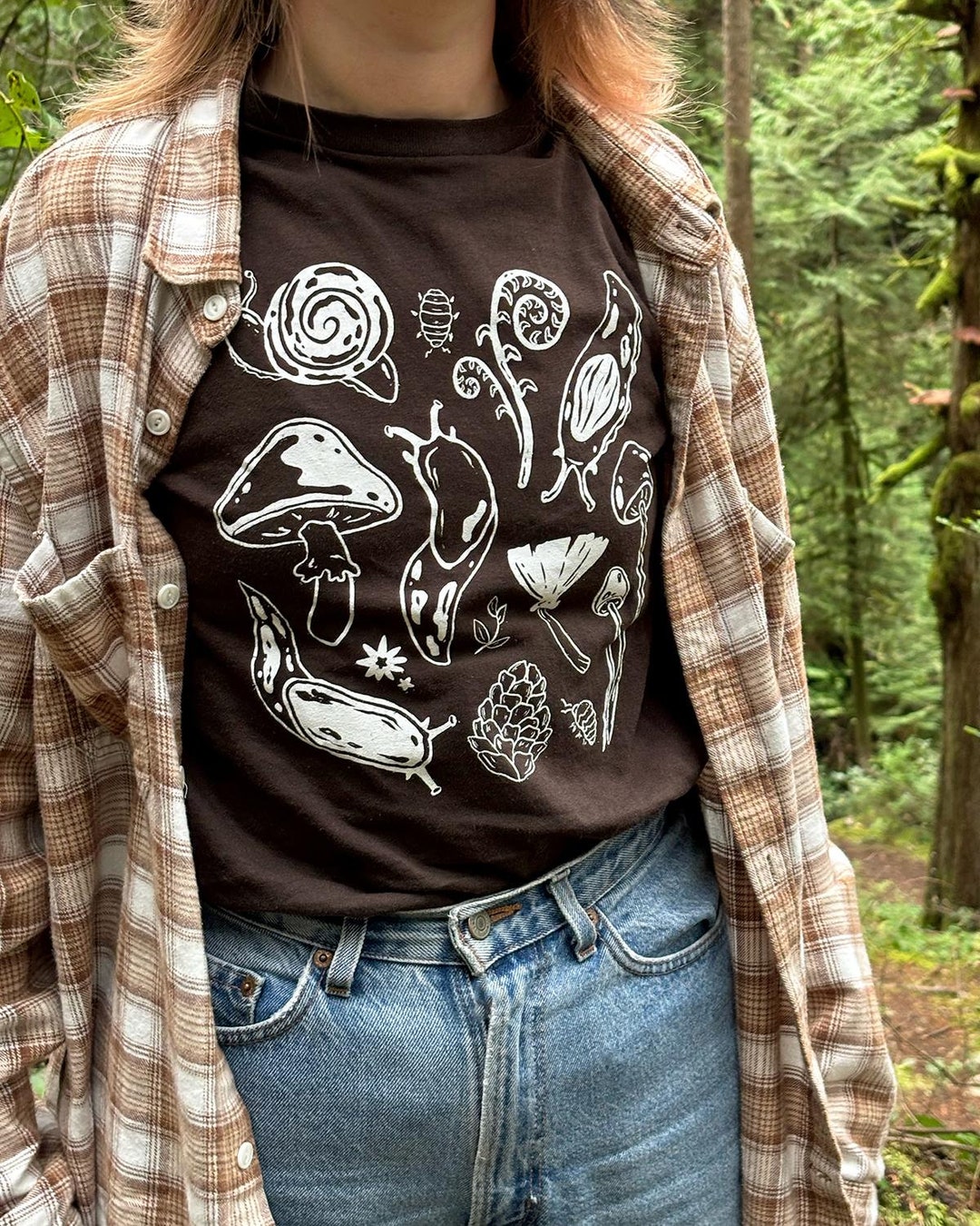 Mushroom Slug Forest Bug Screen Printed Tshirt - Etsy
