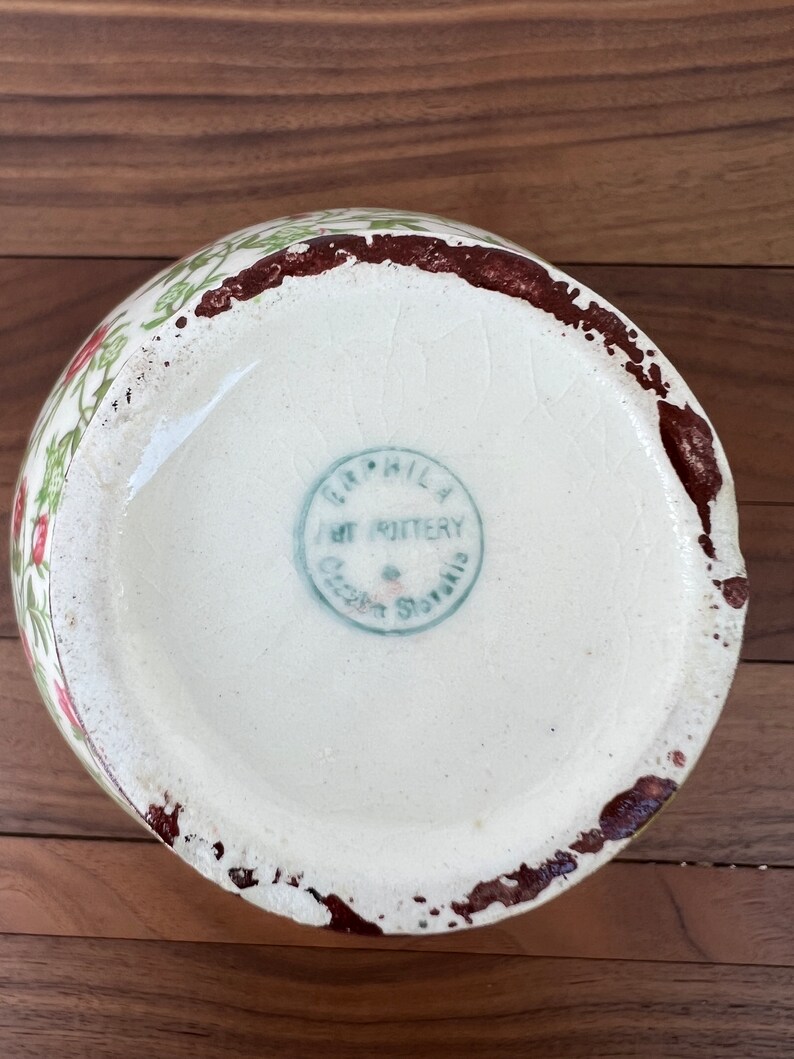 Vintage Erphila Art Pottery Rose Floral Chintz Vase. Made in ...