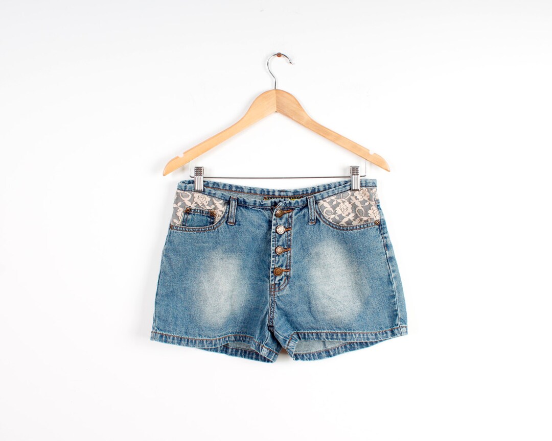Blue Denim Mini Shorts Women Denim Pin up Sexy Country Western Boho ...
