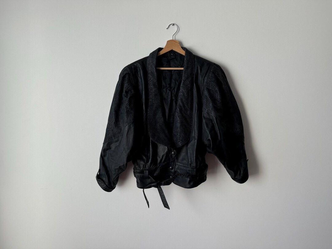 90s Style Genuine Leather Jacket Black Real Leather Rocker Style Punk ...
