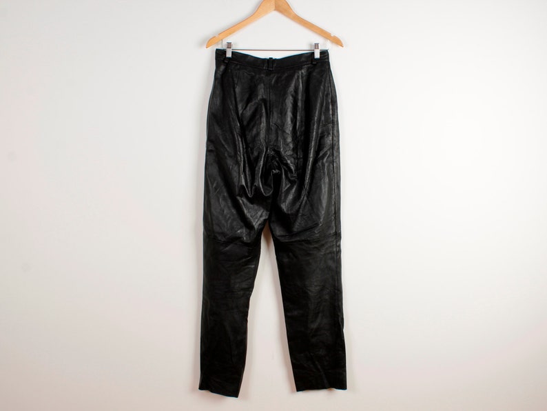 Real Leather Rocker Pants Punk Rock High Waist Women Pants Black ...