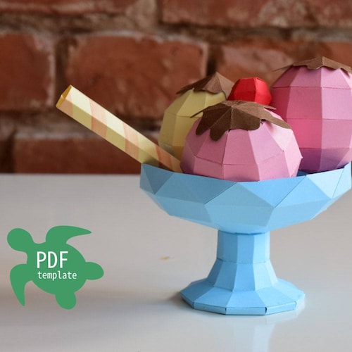 Ice Creams Papercraft 3D DIY Low Poly Paper Crafts Origami | Etsy Australia